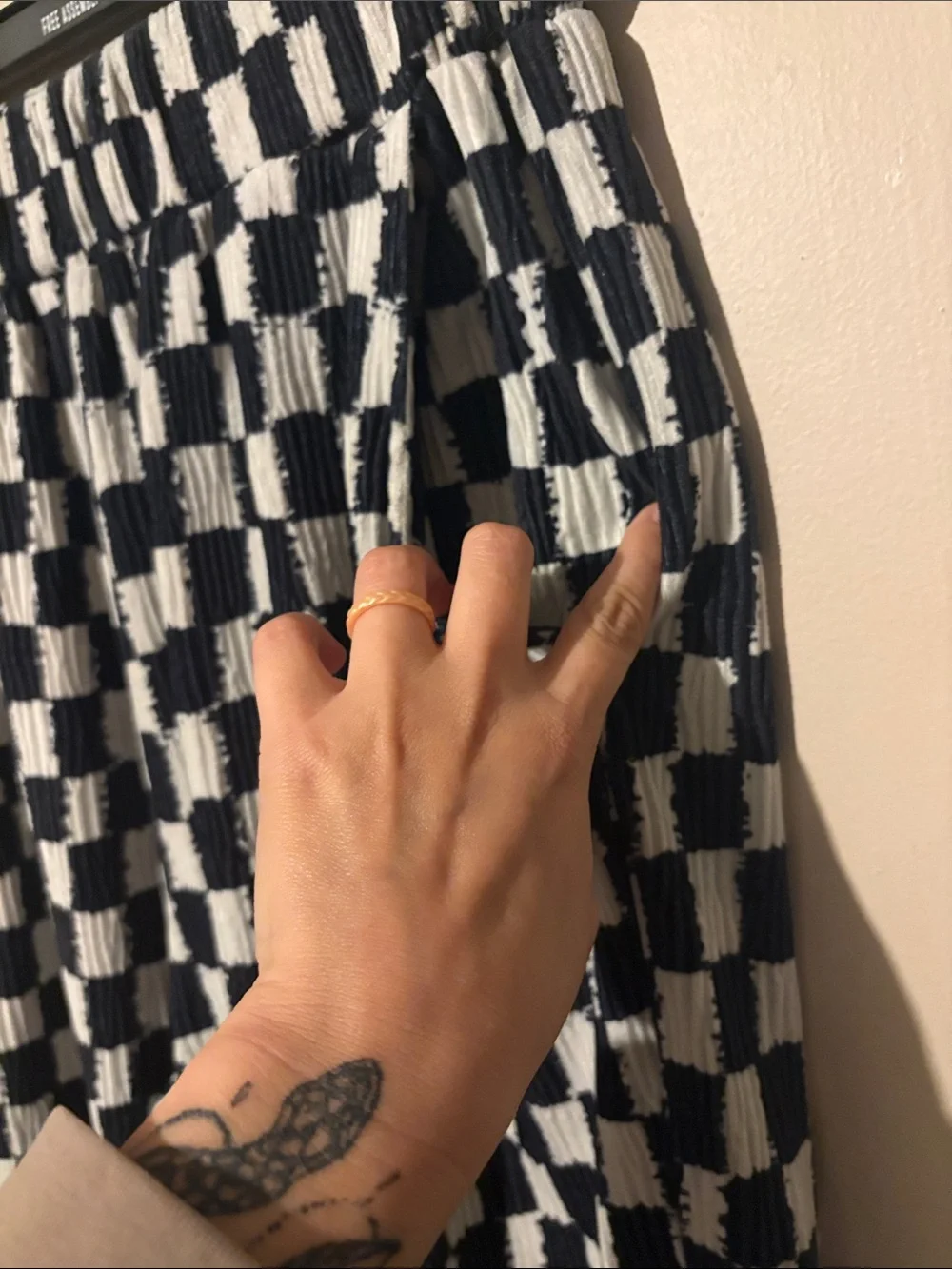 SHEIN | Pants & Jumpsuits | Shein Black And White Checkered Wide Leg ...